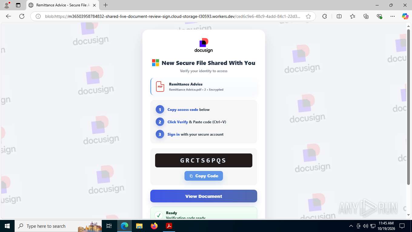 Malware analysis Inclusionseast_RemittanceAdvice.pdf Malicious activity ...