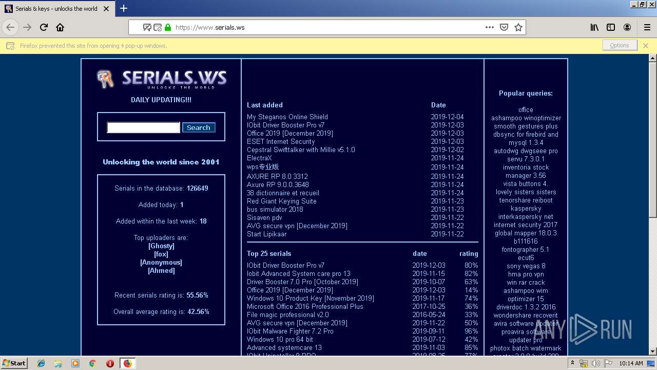 Malware analysis http://serials.ws/ Malicious activity | ANY.RUN ...