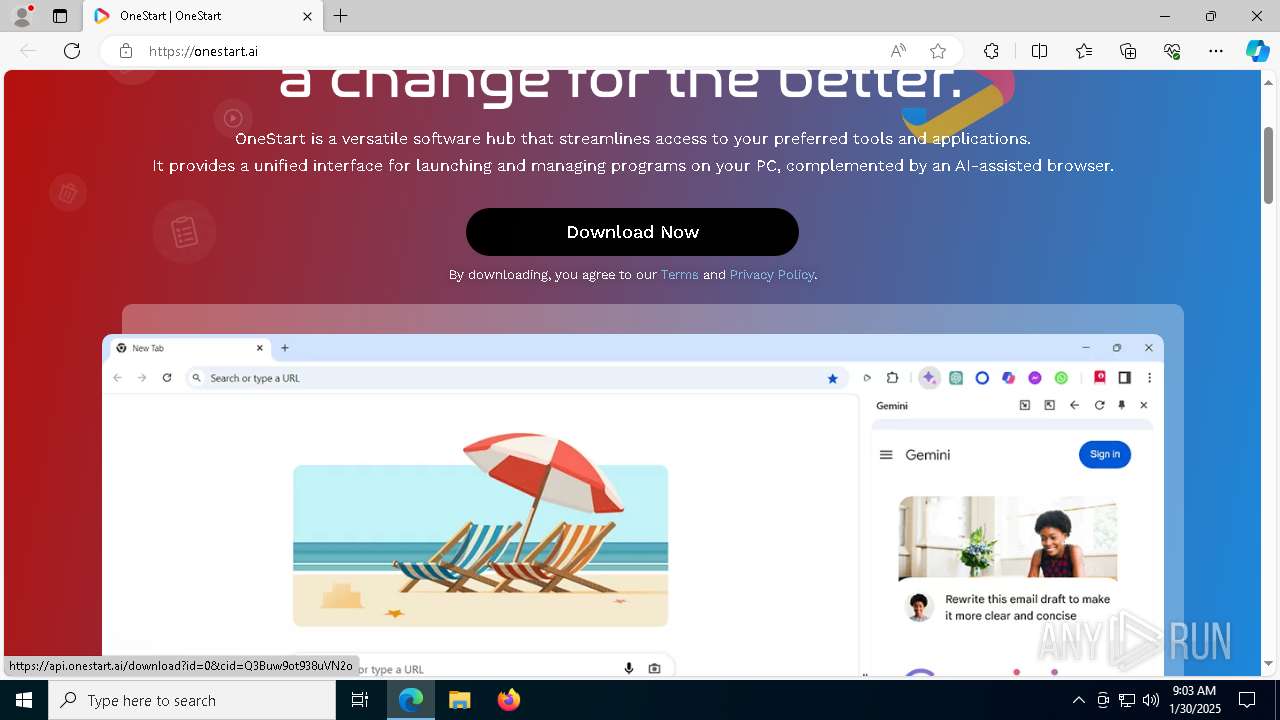Malware analysis onestart.ai Malicious activity | ANY.RUN - Malware Sandbox Online