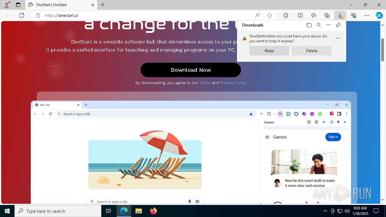 Malware analysis onestart.ai Malicious activity | ANY.RUN - Malware Sandbox Online