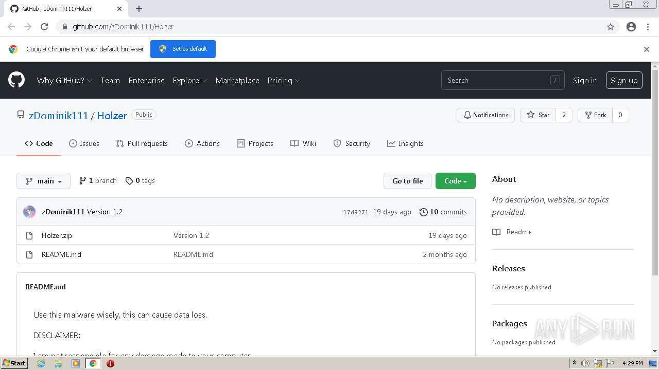 Malware analysis https://github.com/zDominik111/Holzer Malicious ...