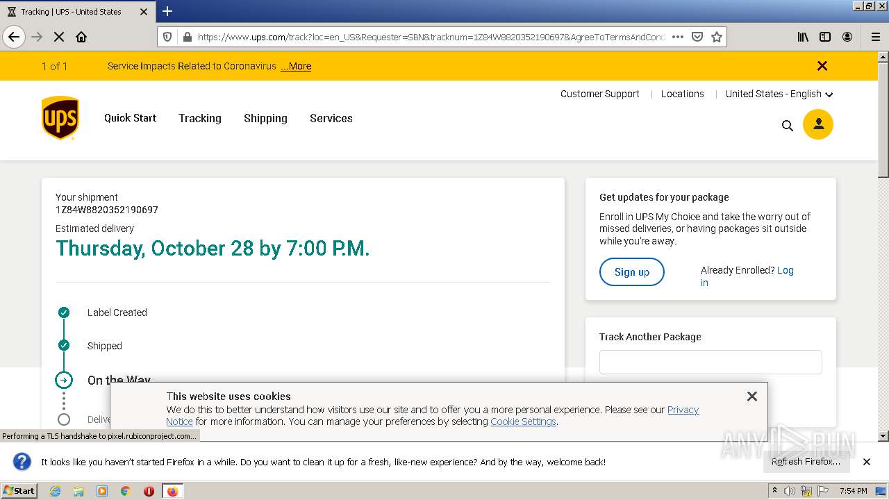 Malware analysis https://urldefense.com/v3/__https://www.ups.com/track?loc=en_US&Requester=SBN ...