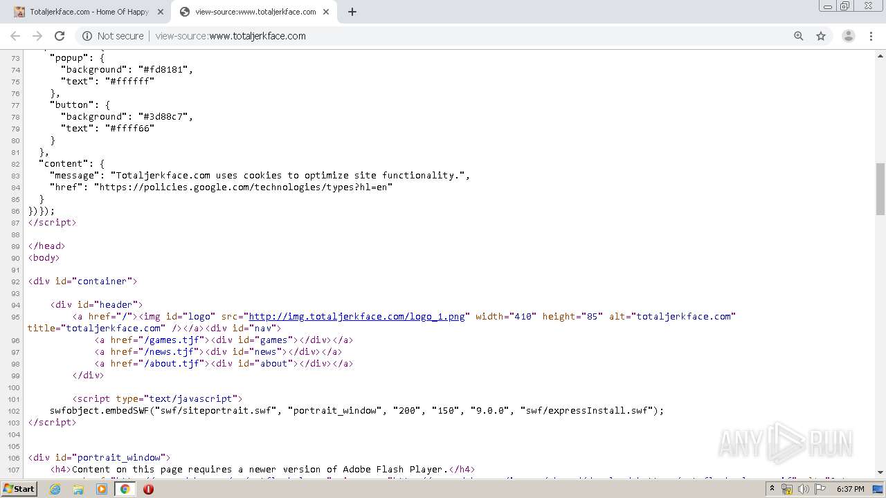 Analysis http://swf.totaljerkface.com/hw_preloader_bf.swf/[[DYNAMIC]]/1 No threats detected ...