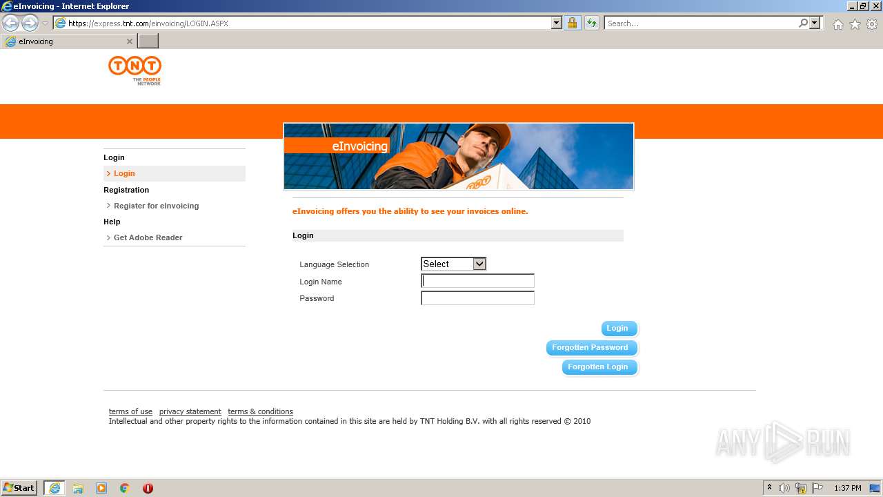 Malware analysis https://express.tnt.com/einvoicing/LOGIN.ASPX ...