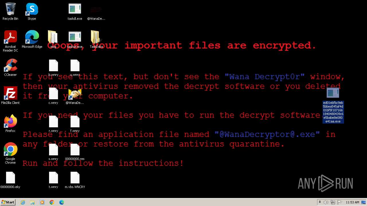 Malware analysis Ransomware.WannaCry.zip Malicious activity | ANY.RUN ...