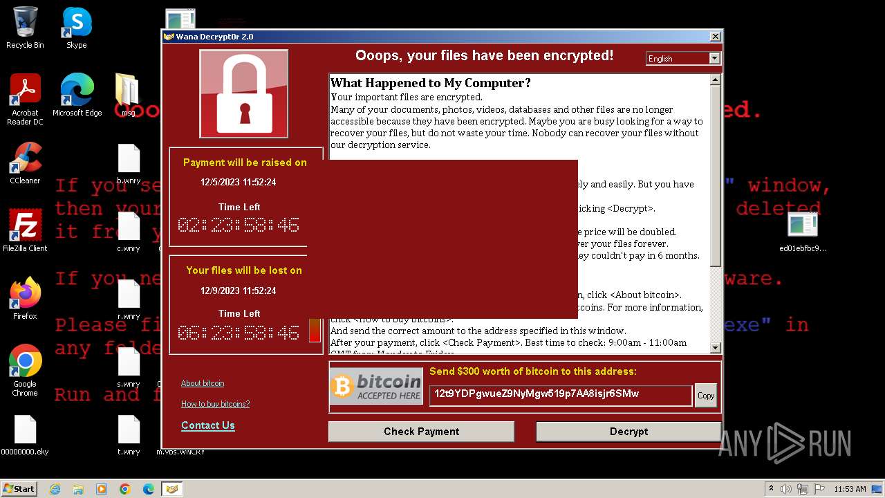 Malware analysis Ransomware.WannaCry.zip Malicious activity | ANY.RUN ...