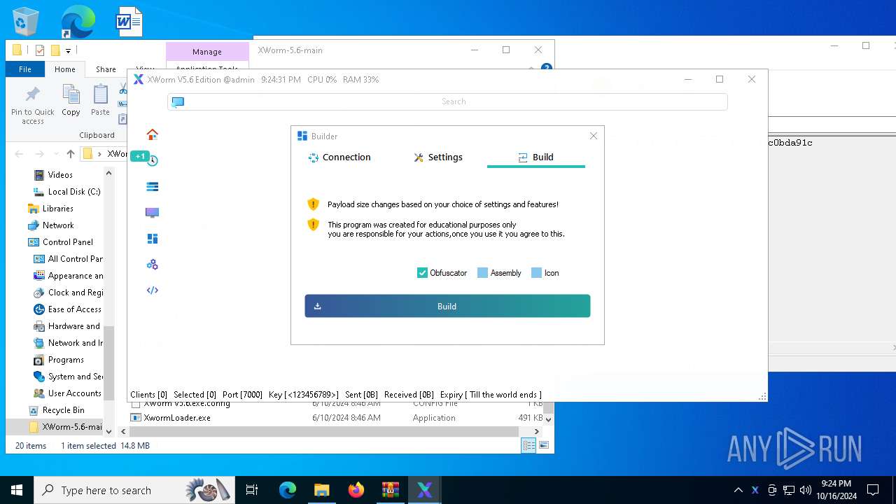 Malware analysis https://github.com/d00mt3l/XWorm-5.6 Malicious ...