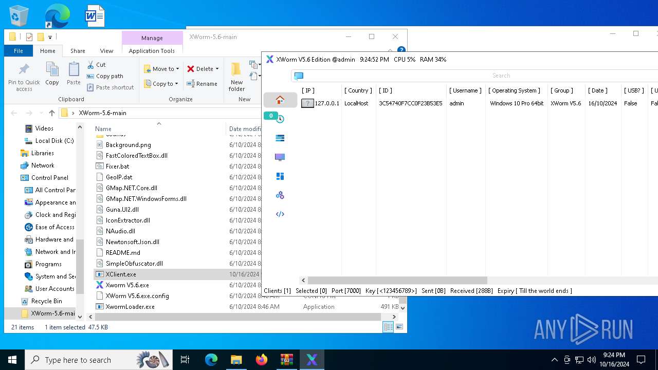 Malware analysis https://github.com/d00mt3l/XWorm-5.6 Malicious activity | ANY.RUN - Malware ...