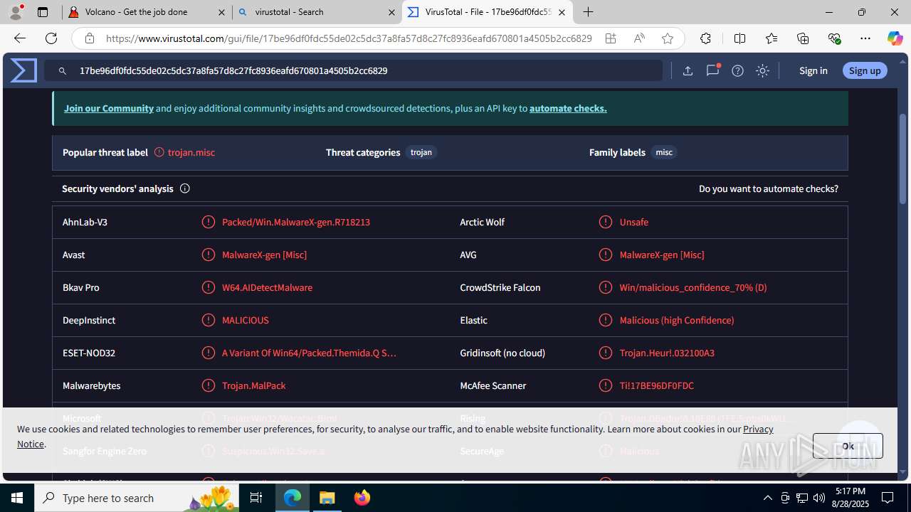 Malware analysis https://volcano.wtf/ Malicious activity | ANY.RUN ...