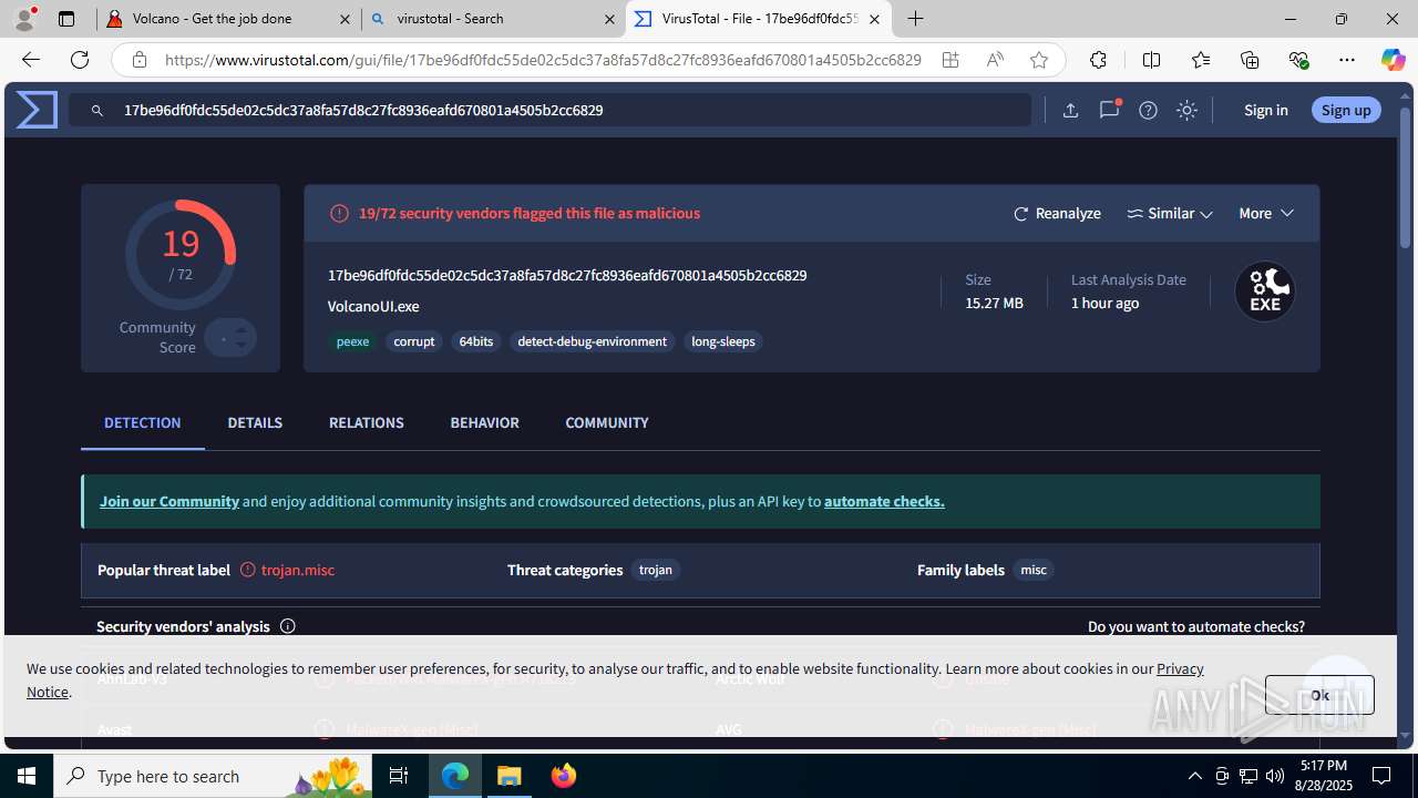 Malware analysis https://volcano.wtf/ Malicious activity | ANY.RUN ...