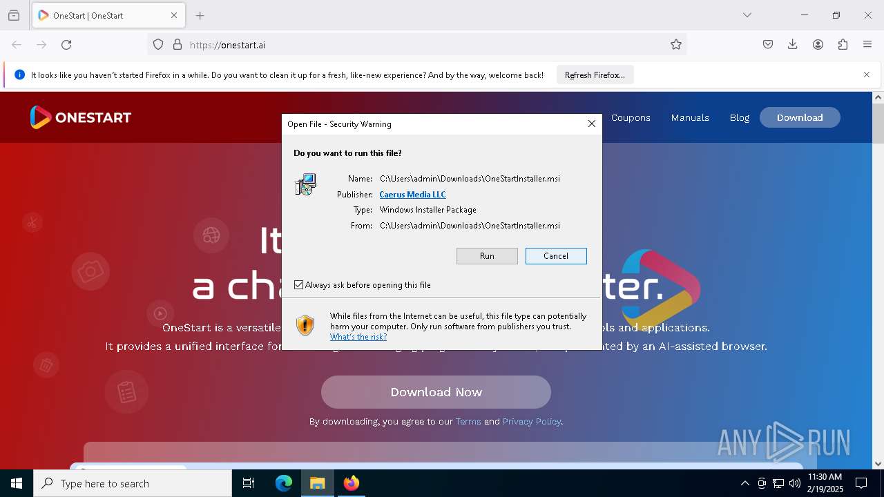 Malware analysis onestart.ai Malicious activity | ANY.RUN - Malware Sandbox Online