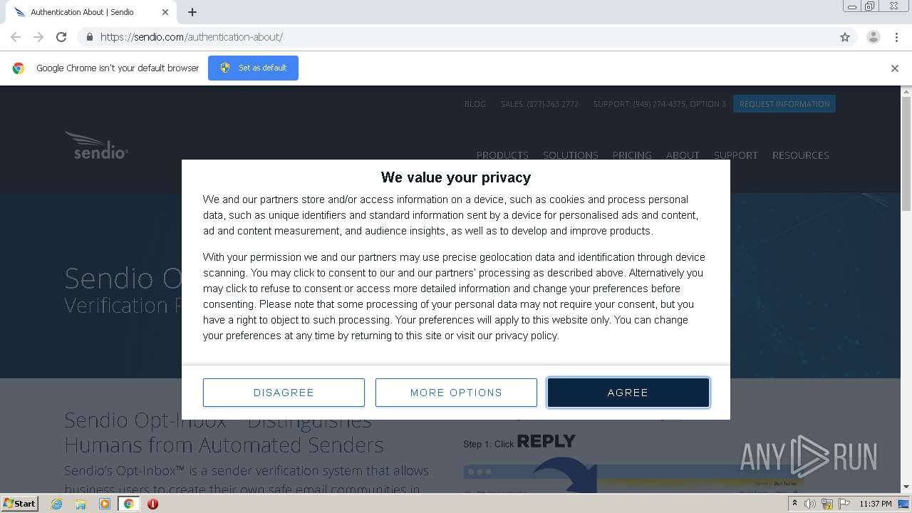 Malware analysis http://www.sendio.com/authentication-about Malicious activity | ANY.RUN ...