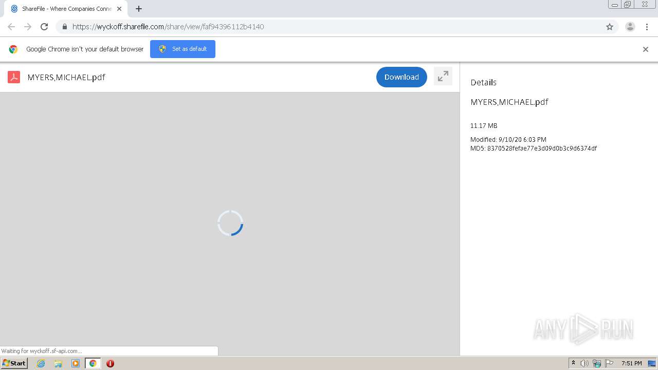 Malware analysis https://wyckoff.sharefile.com/d-faf94396112b4140 Malicious activity | ANY.RUN ...