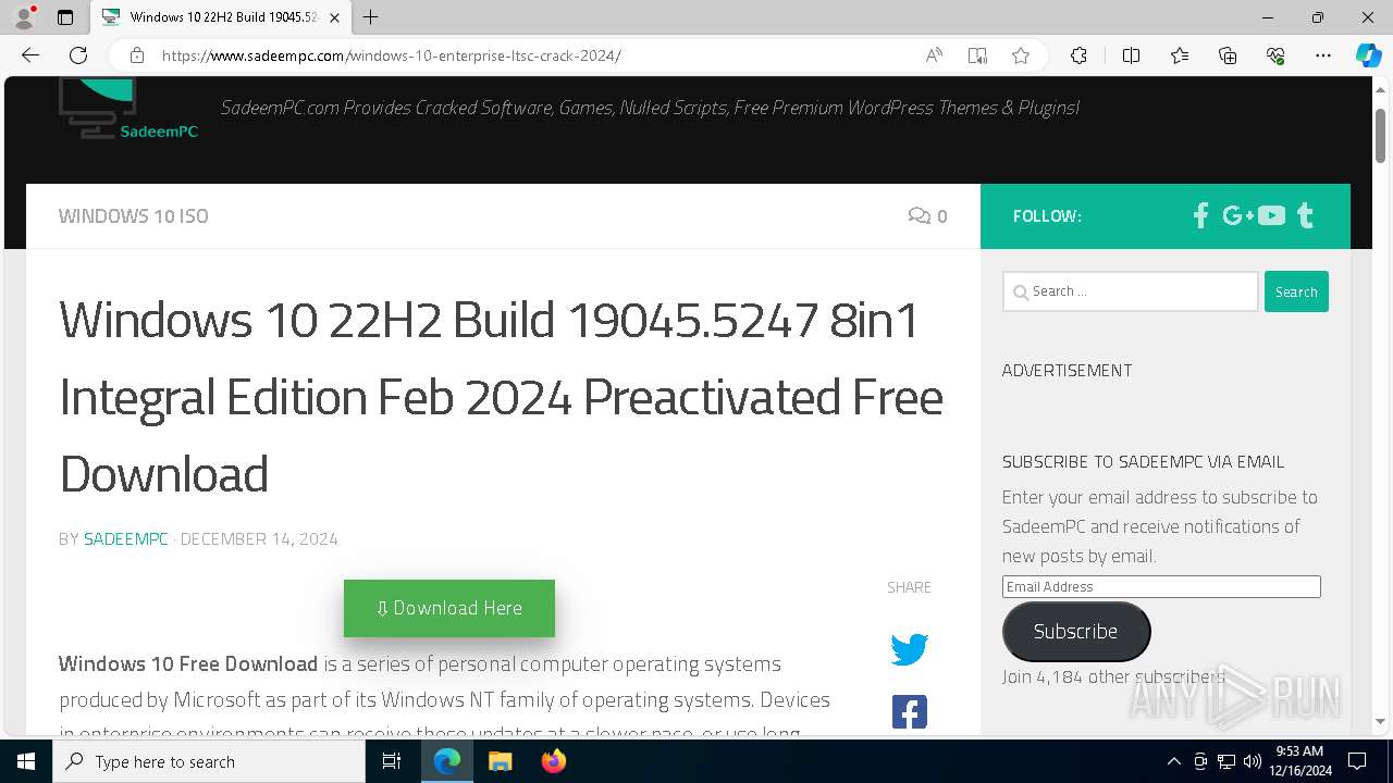 Malware analysis SadeemPC.com Malicious activity | ANY.RUN - Malware Sandbox Online