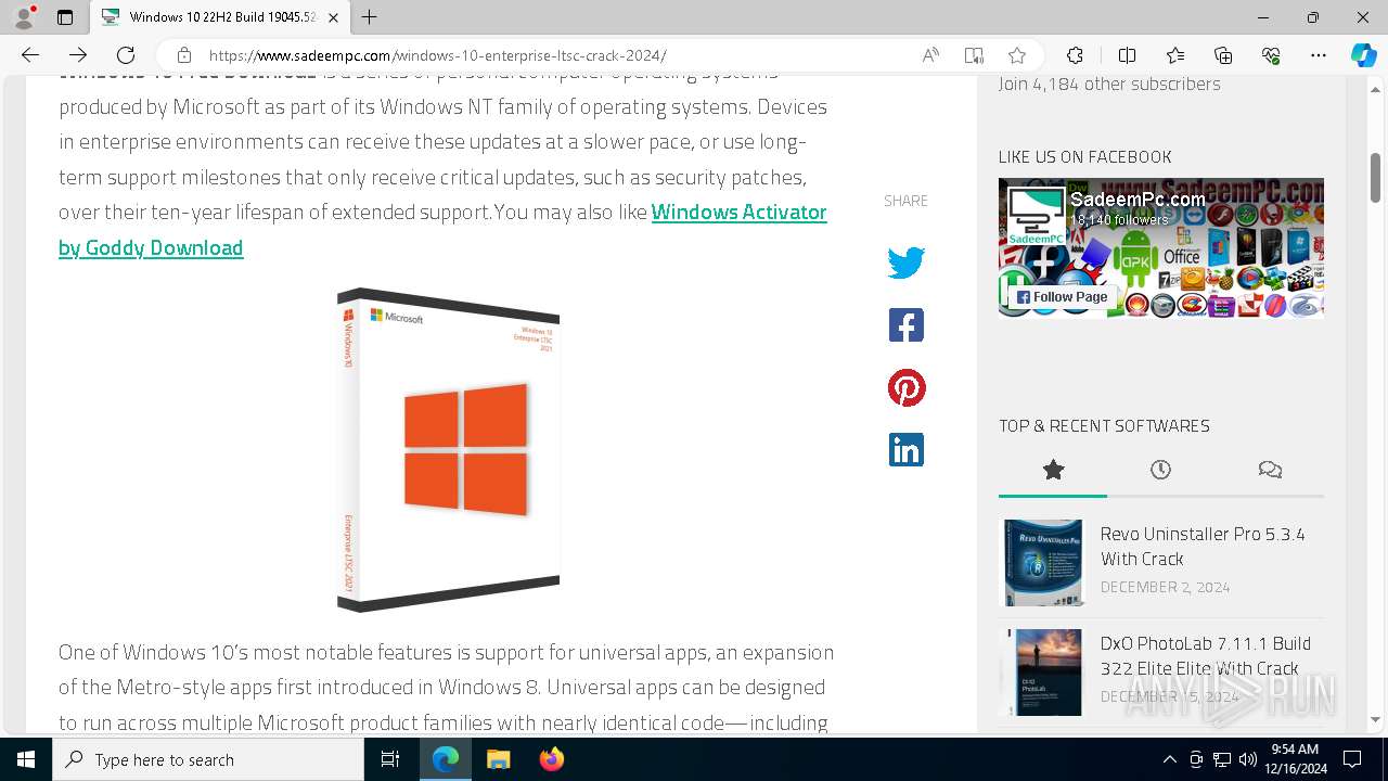 Malware analysis SadeemPC.com Malicious activity | ANY.RUN - Malware Sandbox Online
