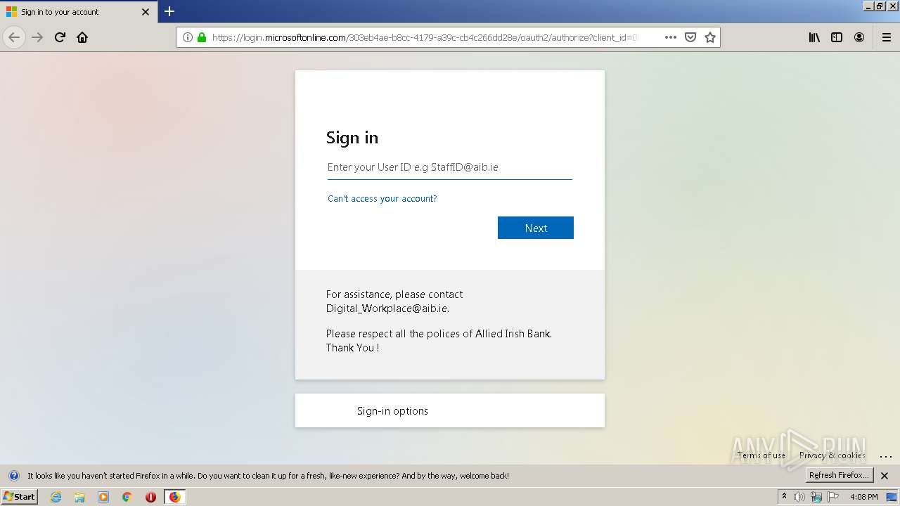 Malware analysis https://login.microsoftonline.com/303eb4ae-b8cc-4179-a39c-cb4c266dd28e/oauth2 ...
