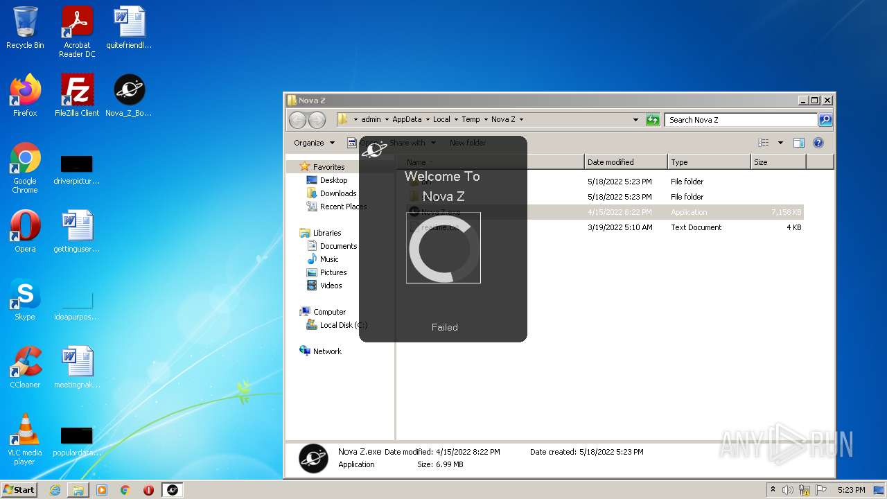 Malware analysis Nova_Z_Bootstrapper.exe Malicious activity | ANY.RUN ...
