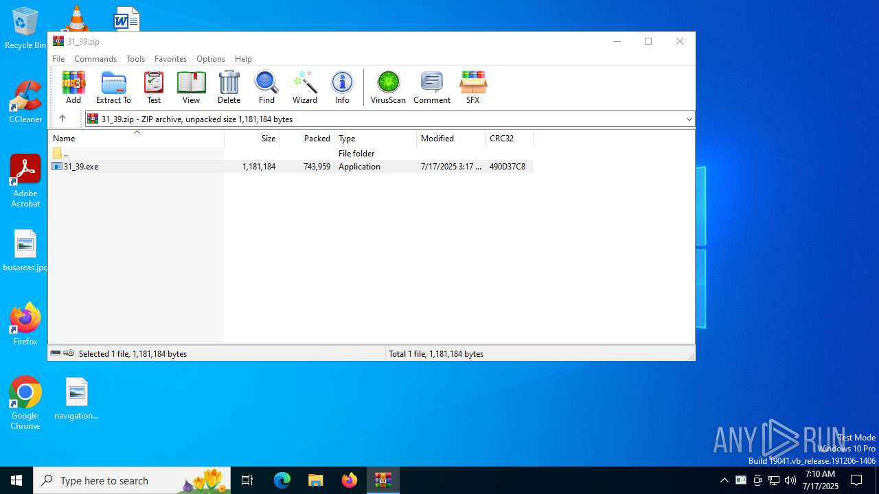 Analysis 31_39.zip (MD5: 98259BE034420E6AA2086D3E16CEEE9F) Malicious ...