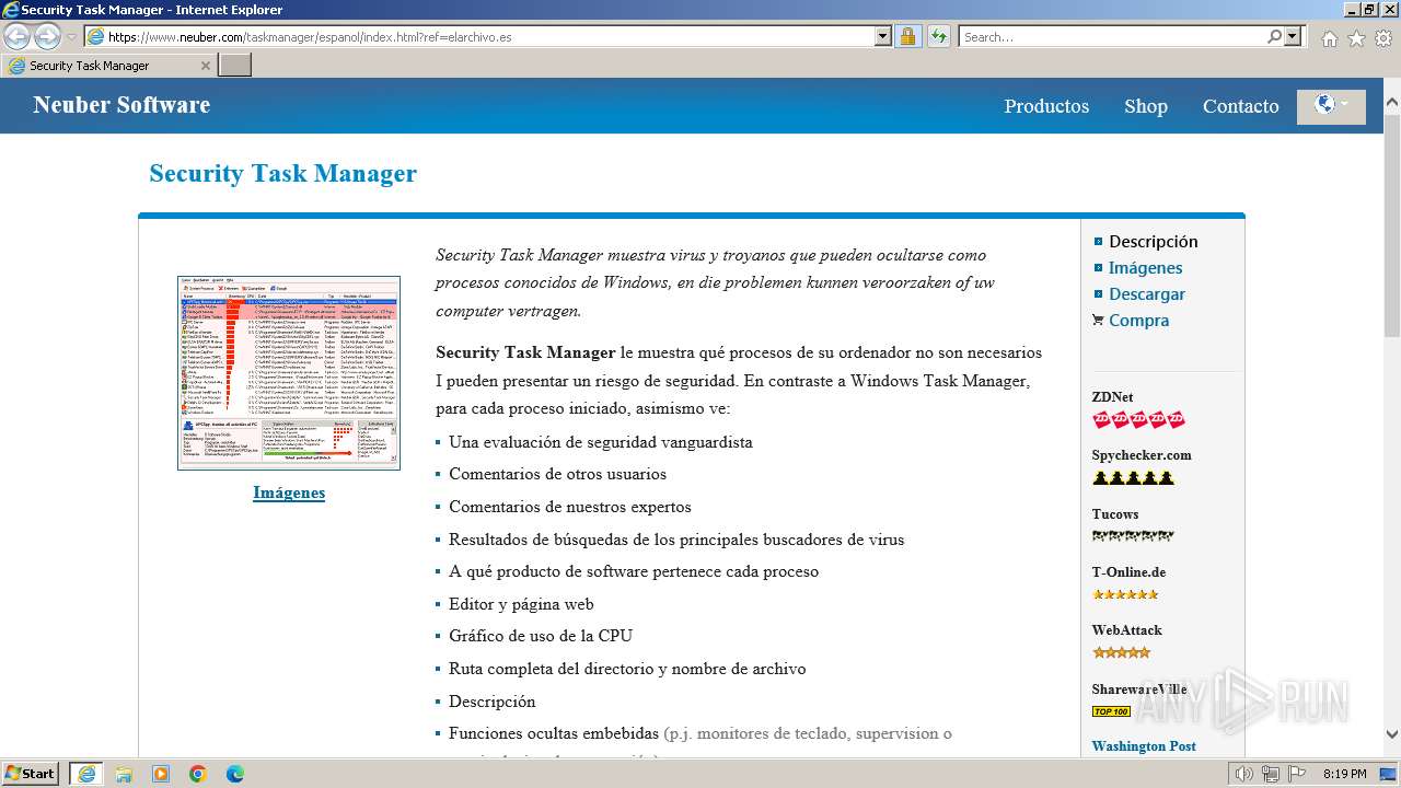 Malware analysis https://www.neuber.com/taskmanager/espanol/index.html?ref=elarchivo.es ...