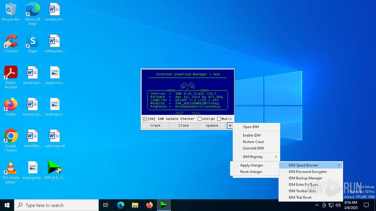 Analysis IDM_6.4x_Crack_v19.7.exe (MD5: 27016937B5781C4F84B6B3432170F4D0) Malicious activity ...