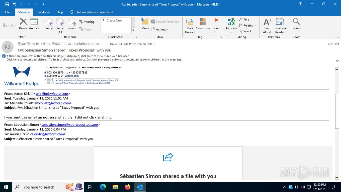 Malware analysis Fw_ Sébastien Simon shared _Taxes Proposal_ with you ...