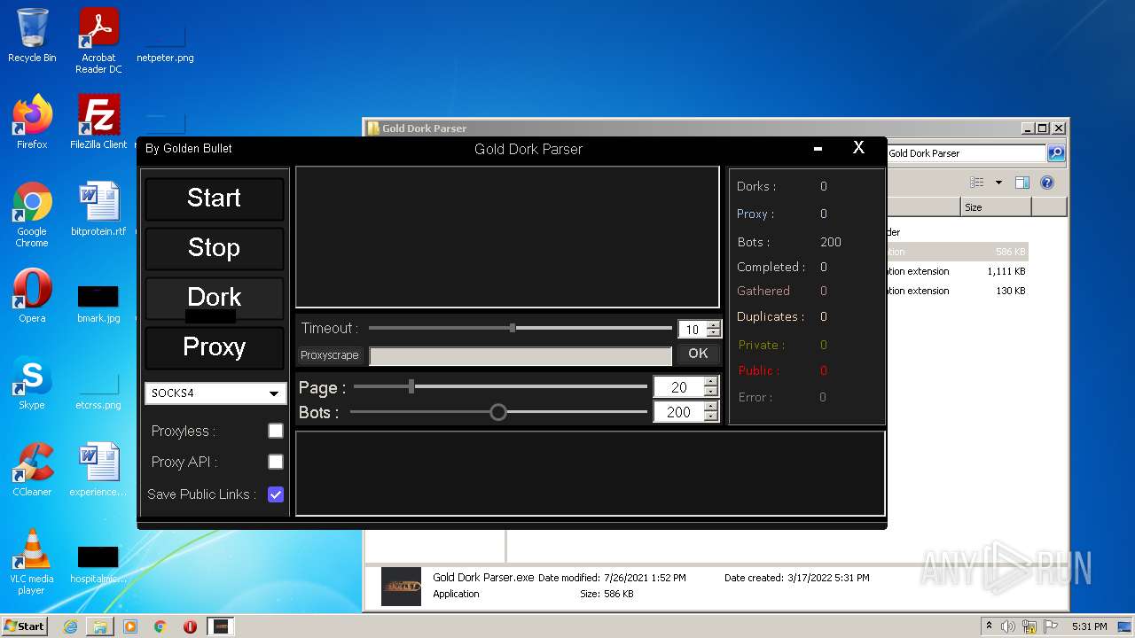 Malware analysis Gold Dork Parser.rar Malicious activity | ANY.RUN ...