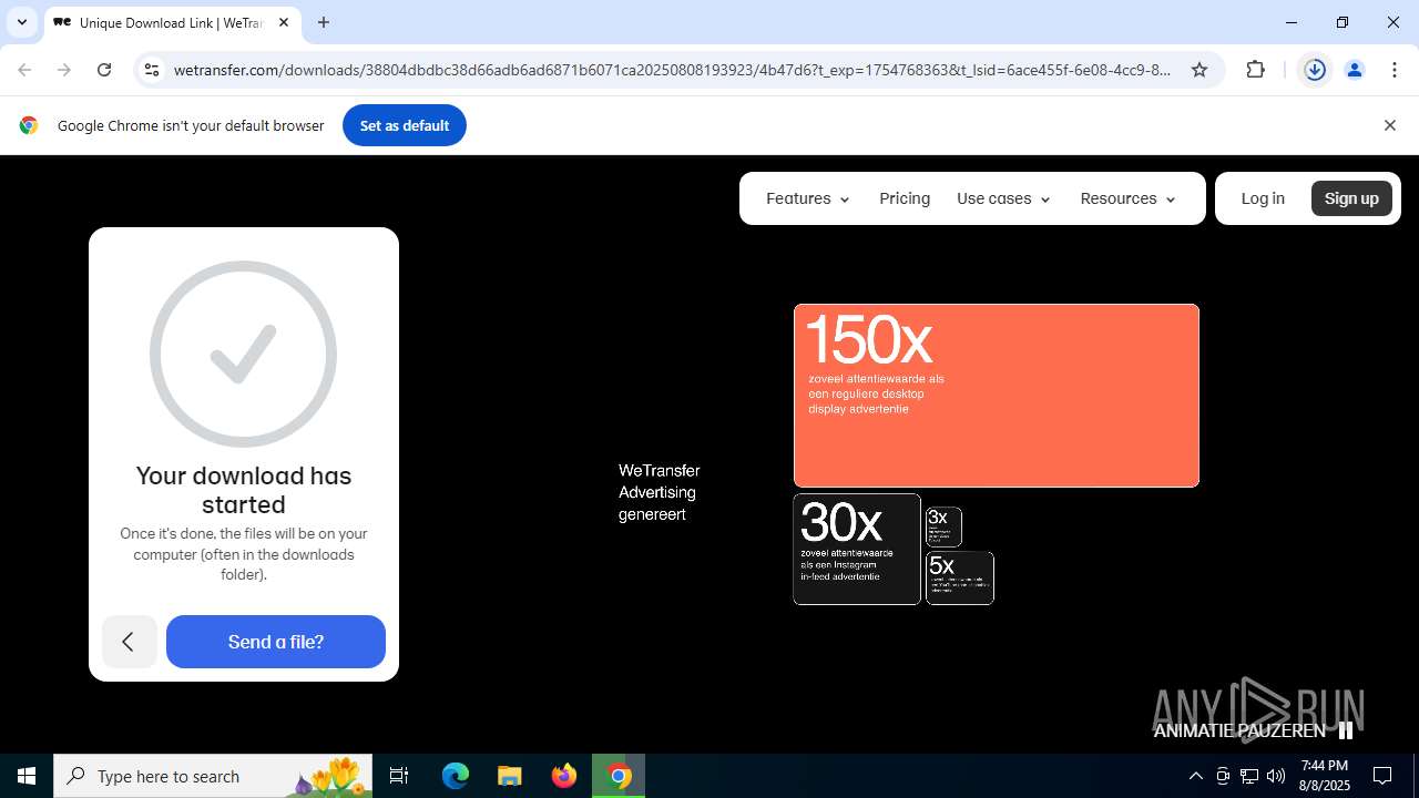 Analysis https://we.tl/t-tDbDBfgZcZ Malicious activity - Interactive analysis ANY.RUN