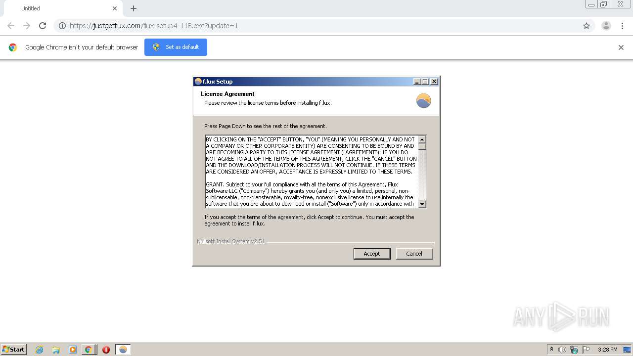 Malware analysis https://justgetflux.com/flux-setup4-118.exe?update=1 ...