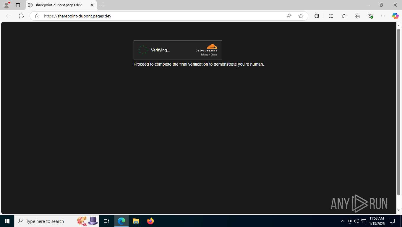 Malware analysis http://sharepoint-dupont.pages.dev/ Malicious activity | ANY.RUN - Malware ...