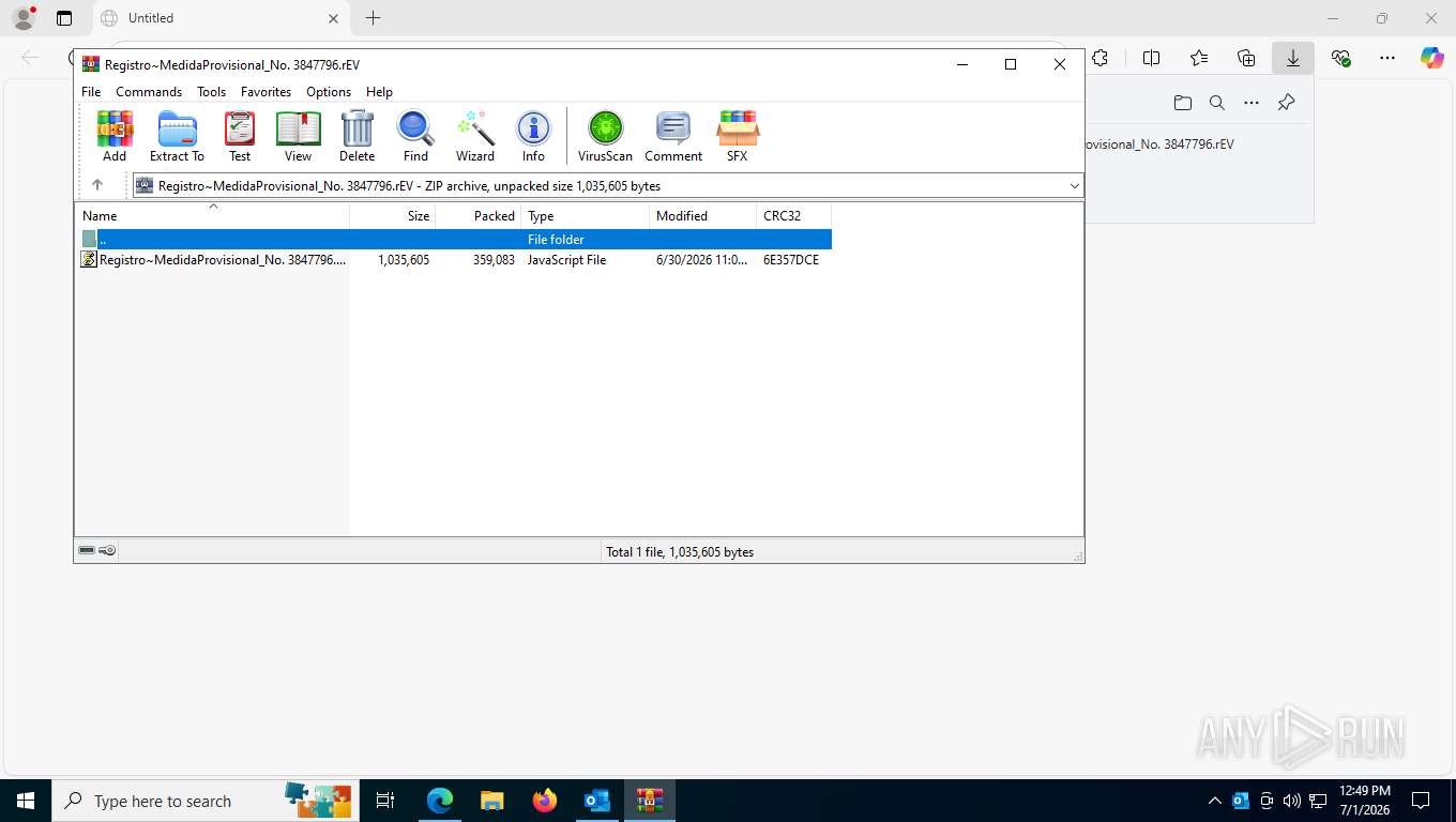 Malware analysis Notificacion_Medida_Provisional_No._3847796.eml ...