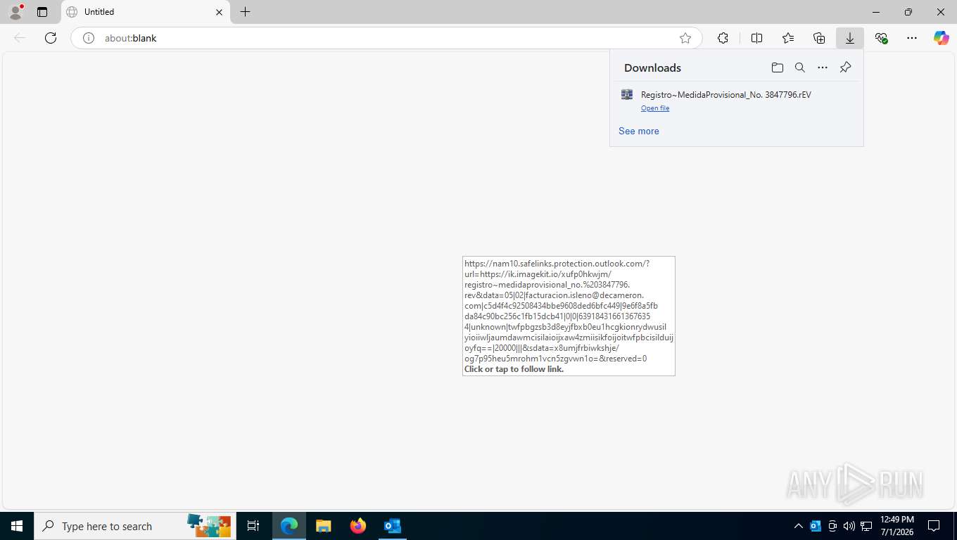 Malware analysis Notificacion_Medida_Provisional_No._3847796.eml ...