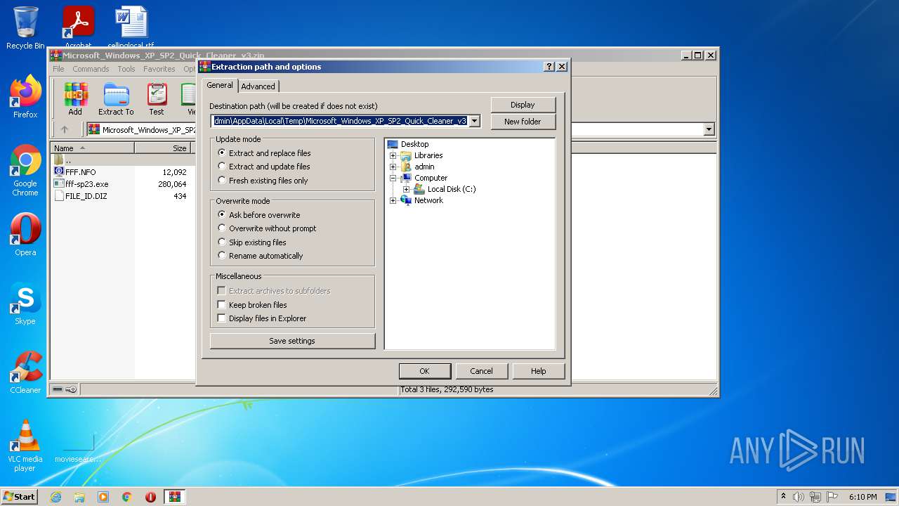 Malware analysis Microsoft_Windows_XP_SP2_Quick_Cleaner_v3.zip ...