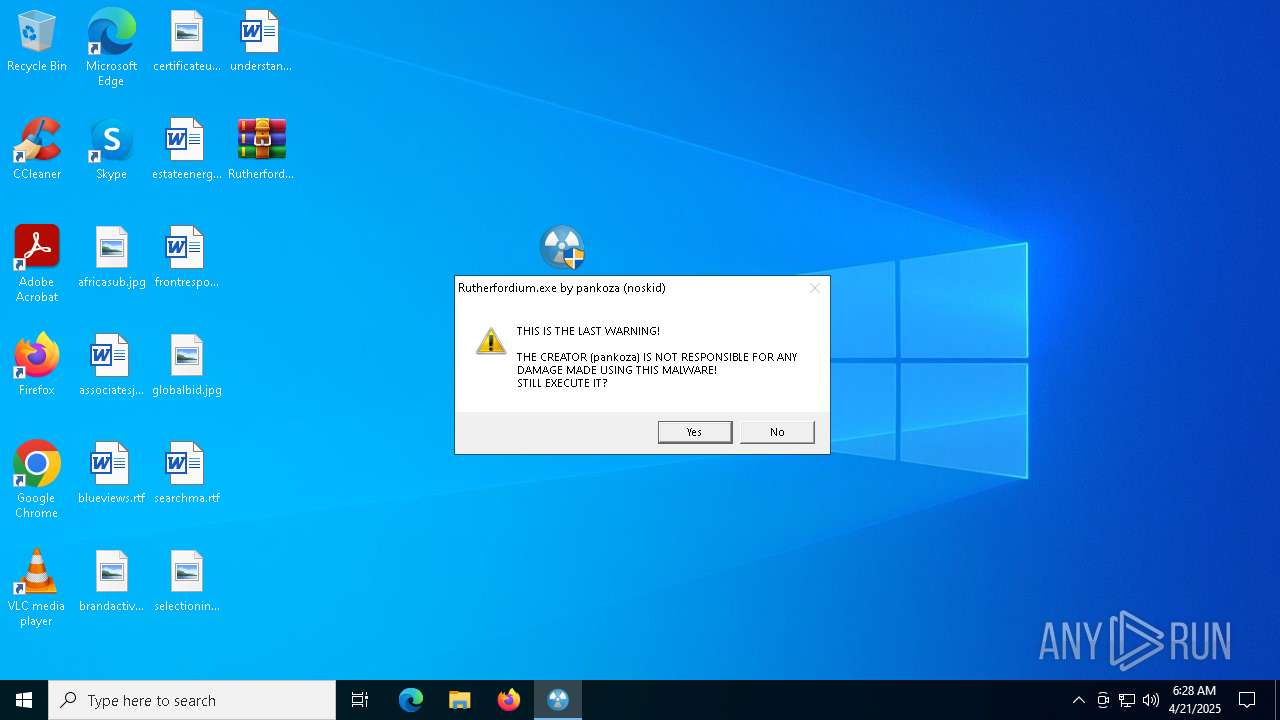 Malware analysis Rutherfordium.zip Malicious activity | ANY.RUN ...