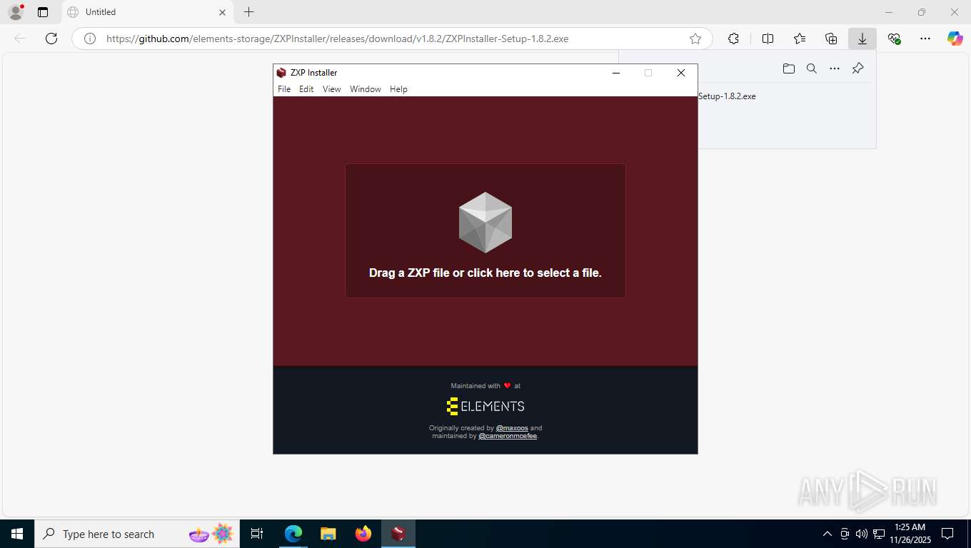 Malware analysis https://github.com/elements-storage/ZXPInstaller/releases/download/v1.8.2 ...