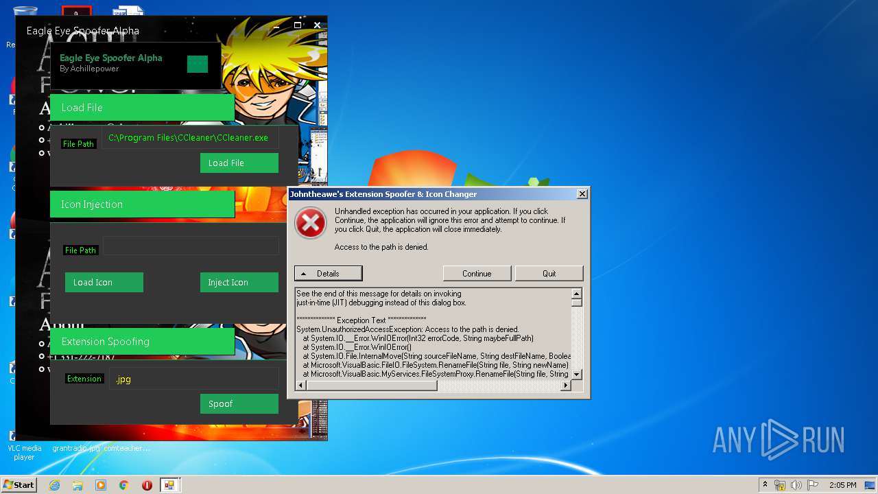 Malware analysis Eagle Eye Spoofer Alpha.exe No threats detected | ANY ...