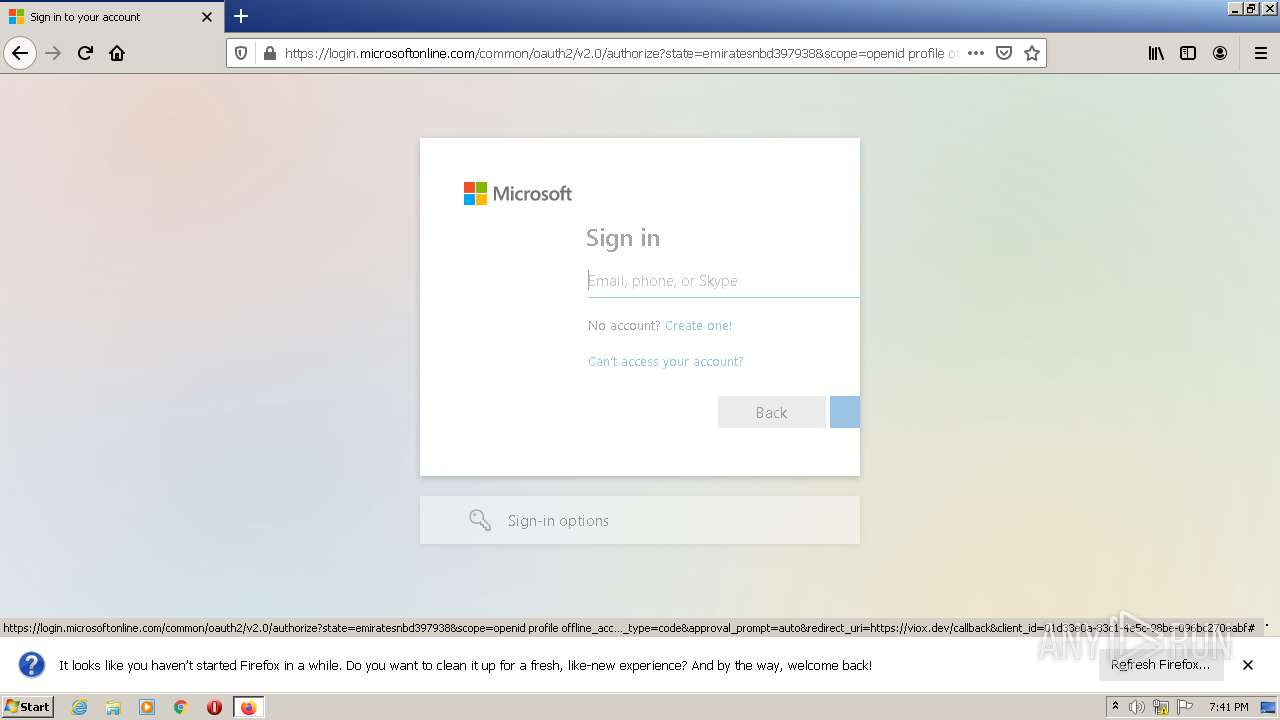 Malware analysis https://login.microsoftonline.com/common/oauth2/v2.0/authorize?state ...