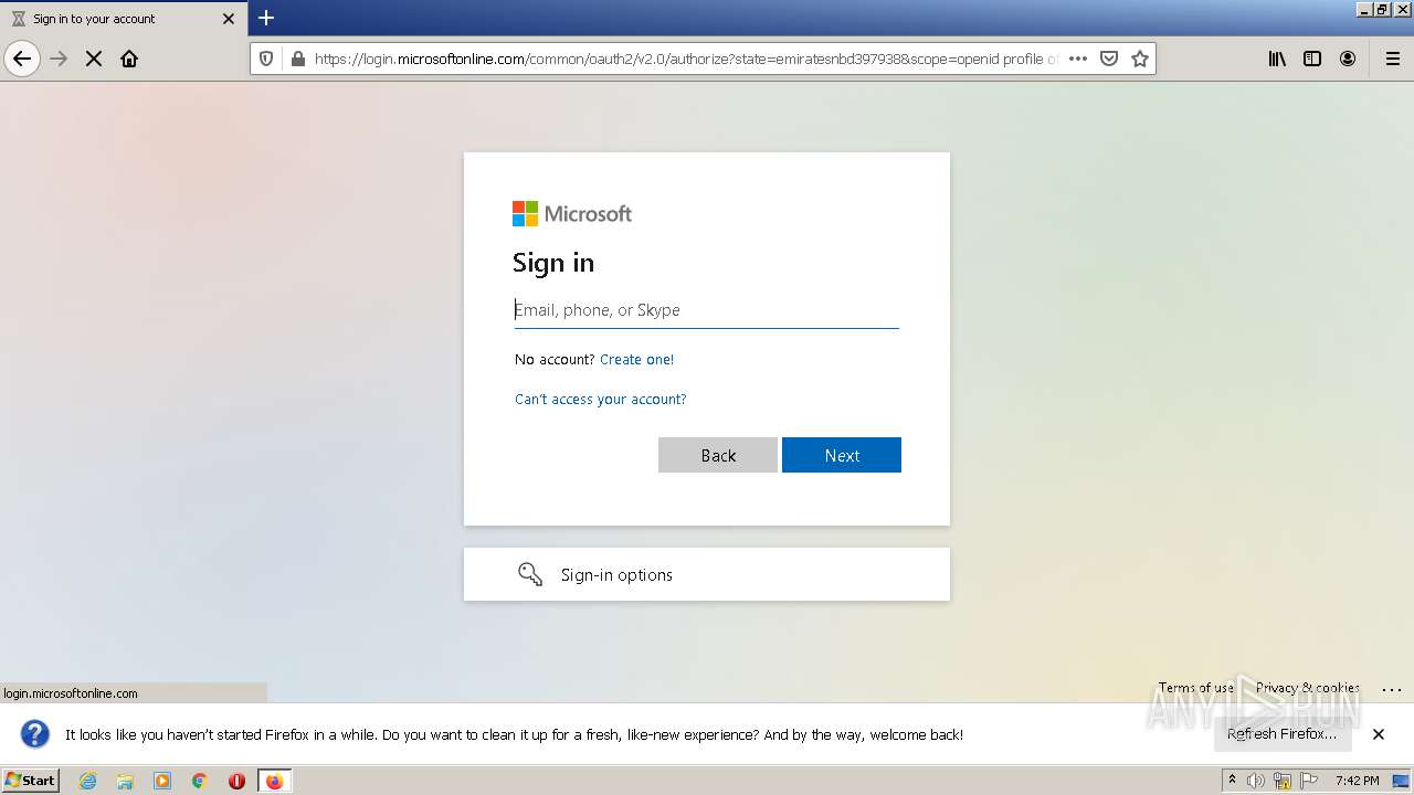 Malware analysis https://login.microsoftonline.com/common/oauth2/v2.0/authorize?state ...