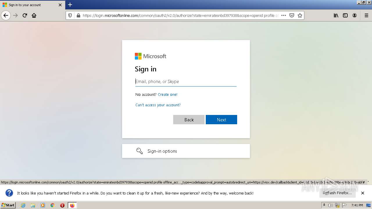 Malware analysis https://login.microsoftonline.com/common/oauth2/v2.0/authorize?state ...