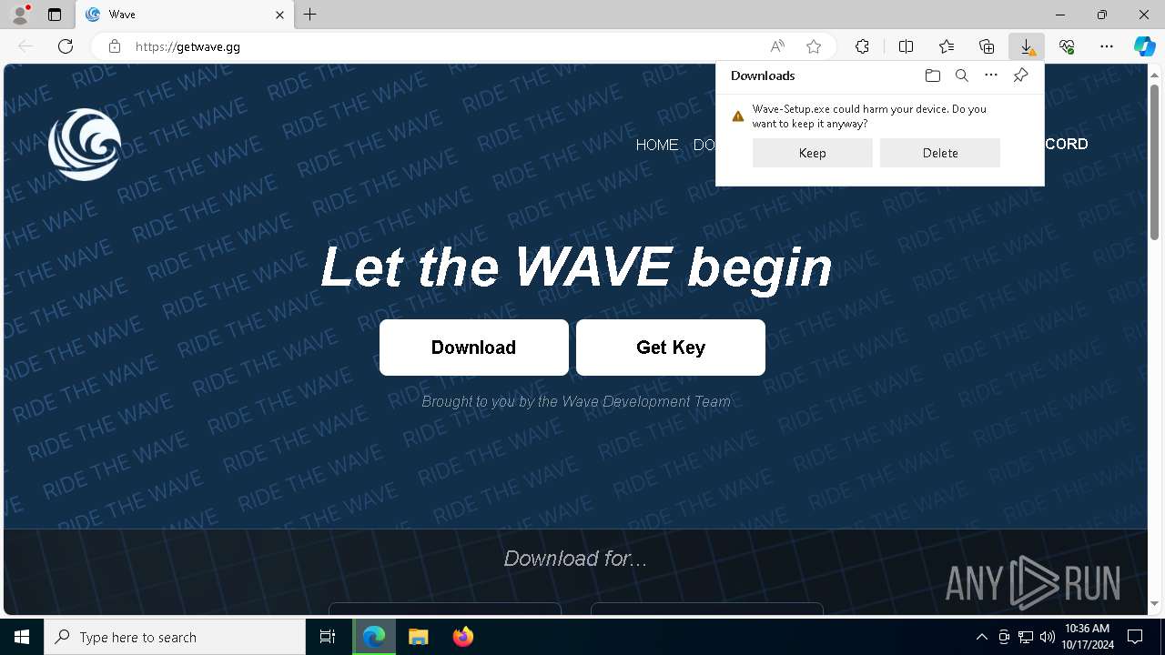 Malware analysis getwave.gg Malicious activity | ANY.RUN - Malware Sandbox Online