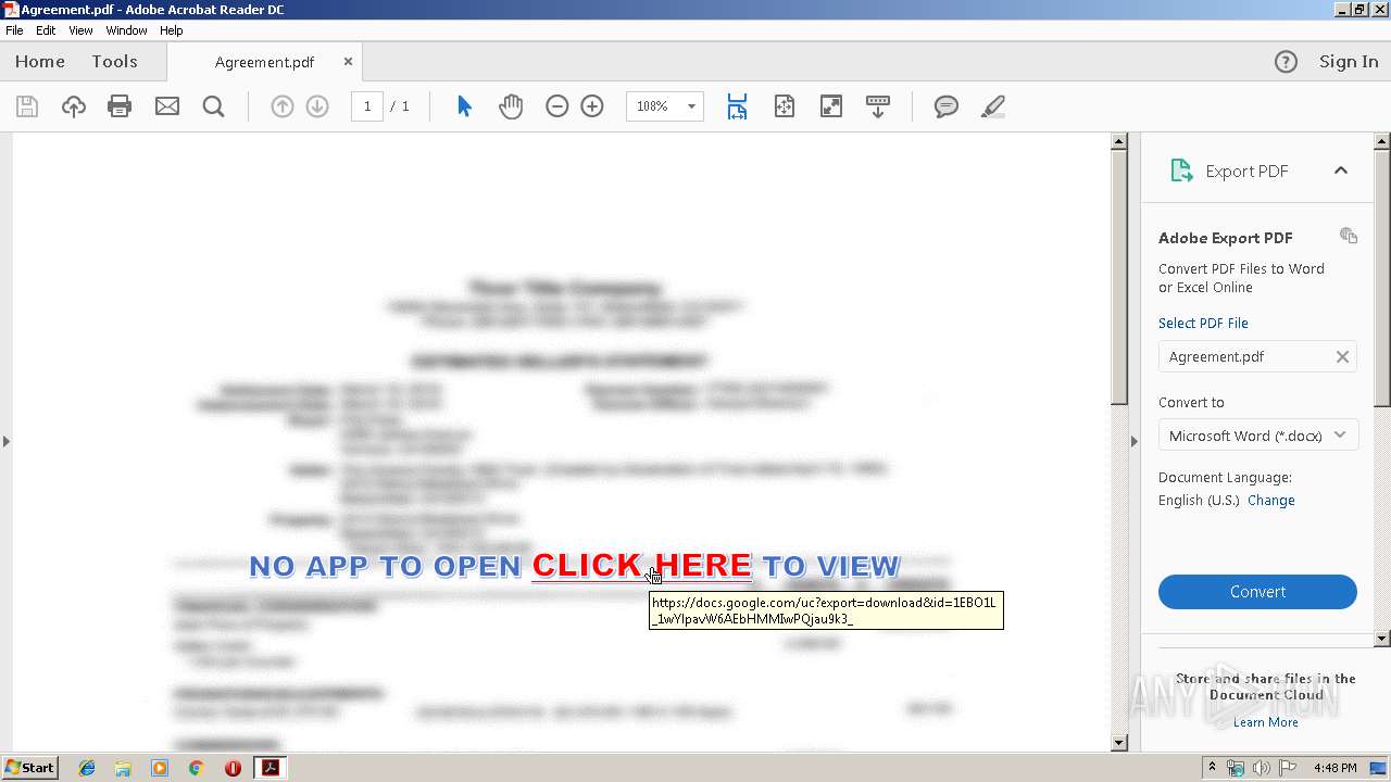 Malware analysis Agreement.pdf Malicious activity | ANY.RUN - Malware ...