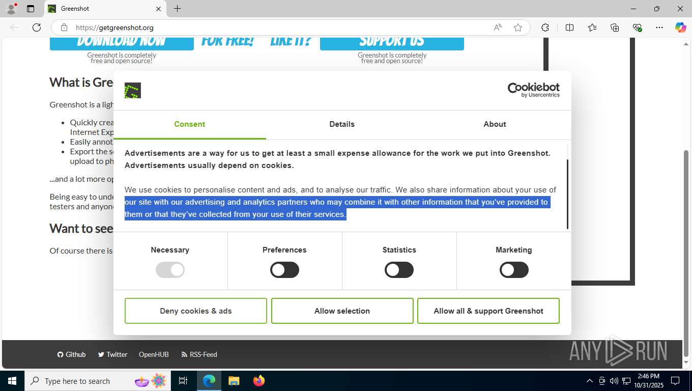 Malware analysis getgreenshot.org No threats detected | ANY.RUN ...