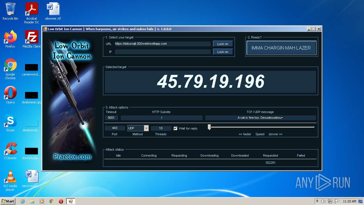 Analysis LOIC.exe (MD5: E6FA3028CD03318496852718143D256F) Malicious activity - Interactive ...