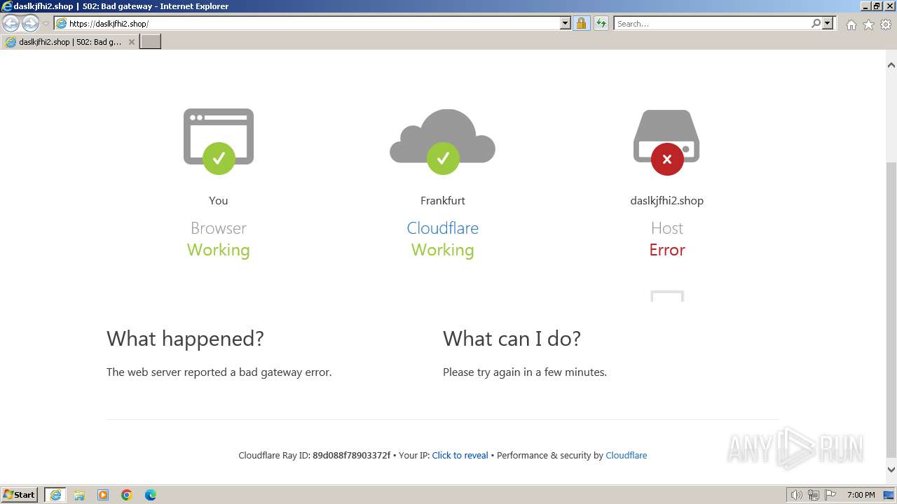 Malware analysis daslkjfhi2.shop Malicious activity | ANY.RUN - Malware ...
