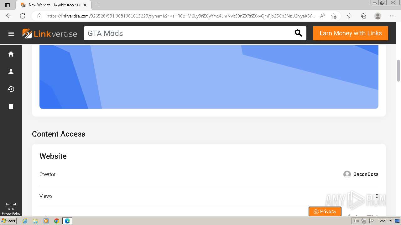 Malware analysis https://keyrblx.com/getkey/BaconBossScript?hwid ...