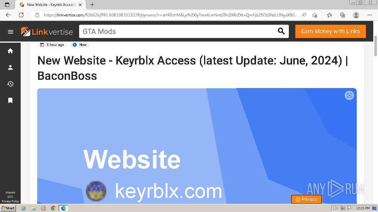 Malware analysis https://keyrblx.com/getkey/BaconBossScript?hwid ...