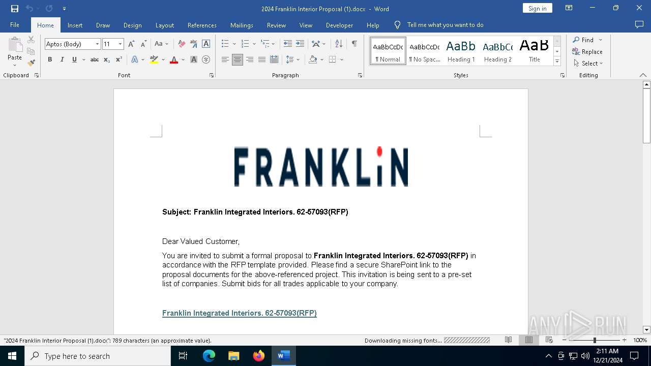 Analysis 2024 Franklin Interior Proposal (1).docx (MD5: 018BE6240ED0EAE308F2F827886F5245 ...