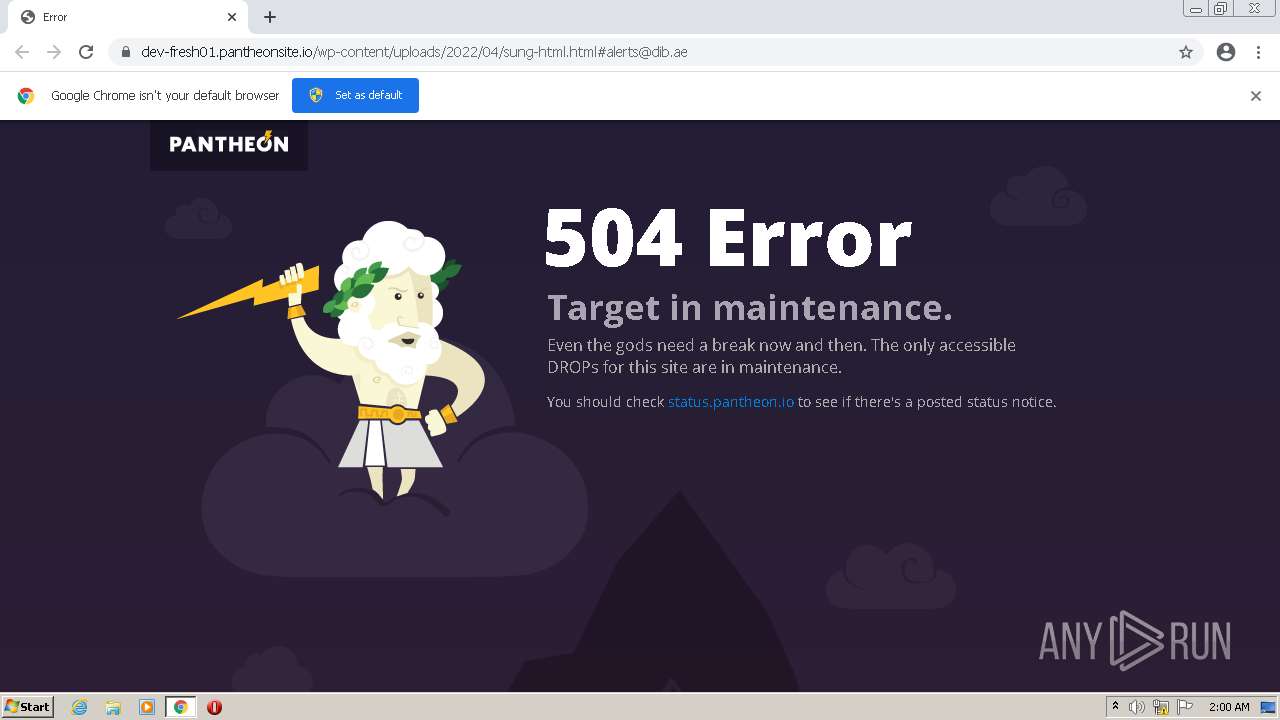 Malware analysis https://dev-fresh01.pantheonsite.io/wp-content/uploads/2022/04/sung-html.html# ...