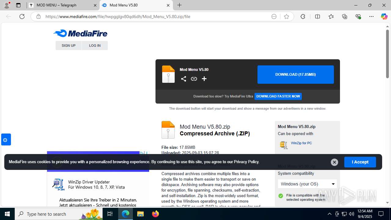 Malware analysis telegra.ph/MOD-MENU-02-11 Malicious activity | ANY.RUN - Malware Sandbox Online