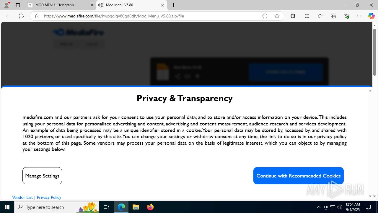 Malware analysis telegra.ph/MOD-MENU-02-11 Malicious activity | ANY.RUN - Malware Sandbox Online